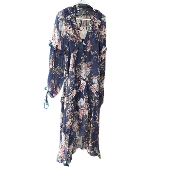 ASOS | Dresses | Asos Design Pleated Layered Midi Dress In Navy Floral ...